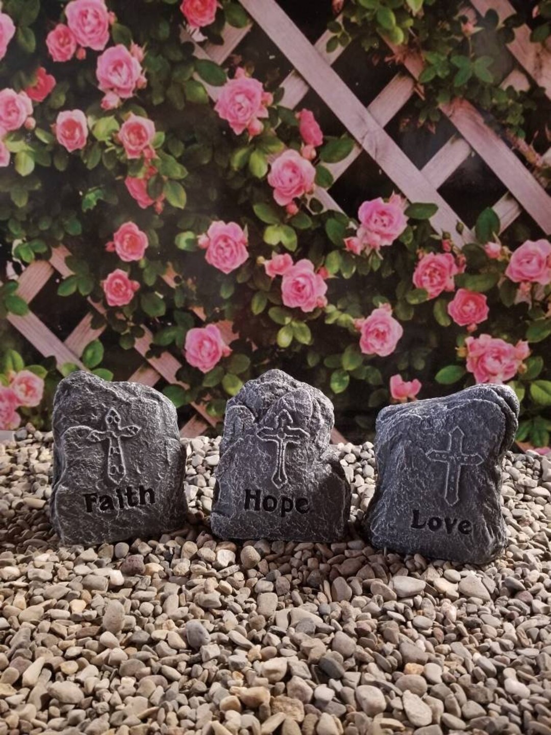 3 Peace Faith Hope Love Stones - Etsy