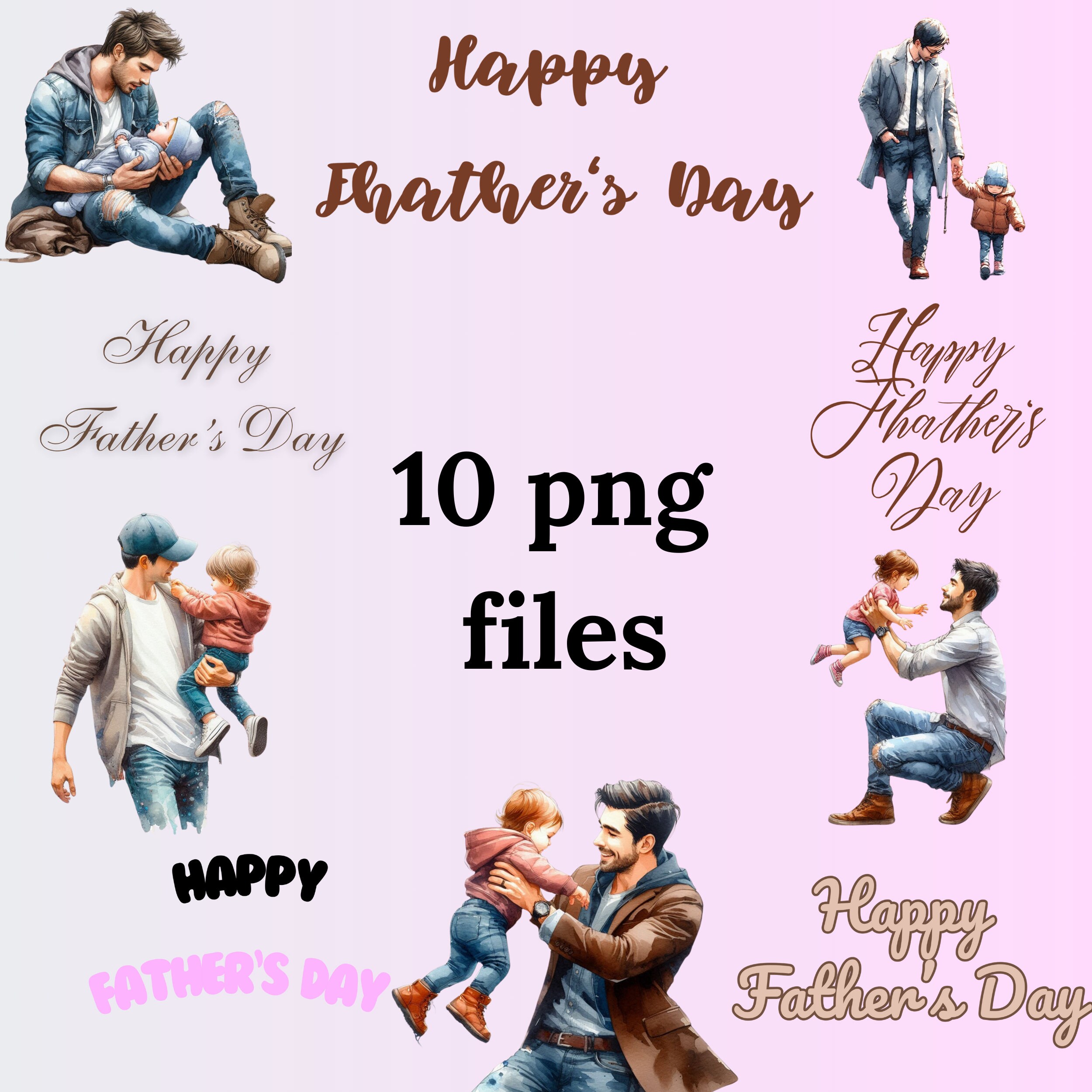 Happy Father's Day Clipart Bundle, Father's Day PNG Graphics, Father's Day Sublimation, Happy ...