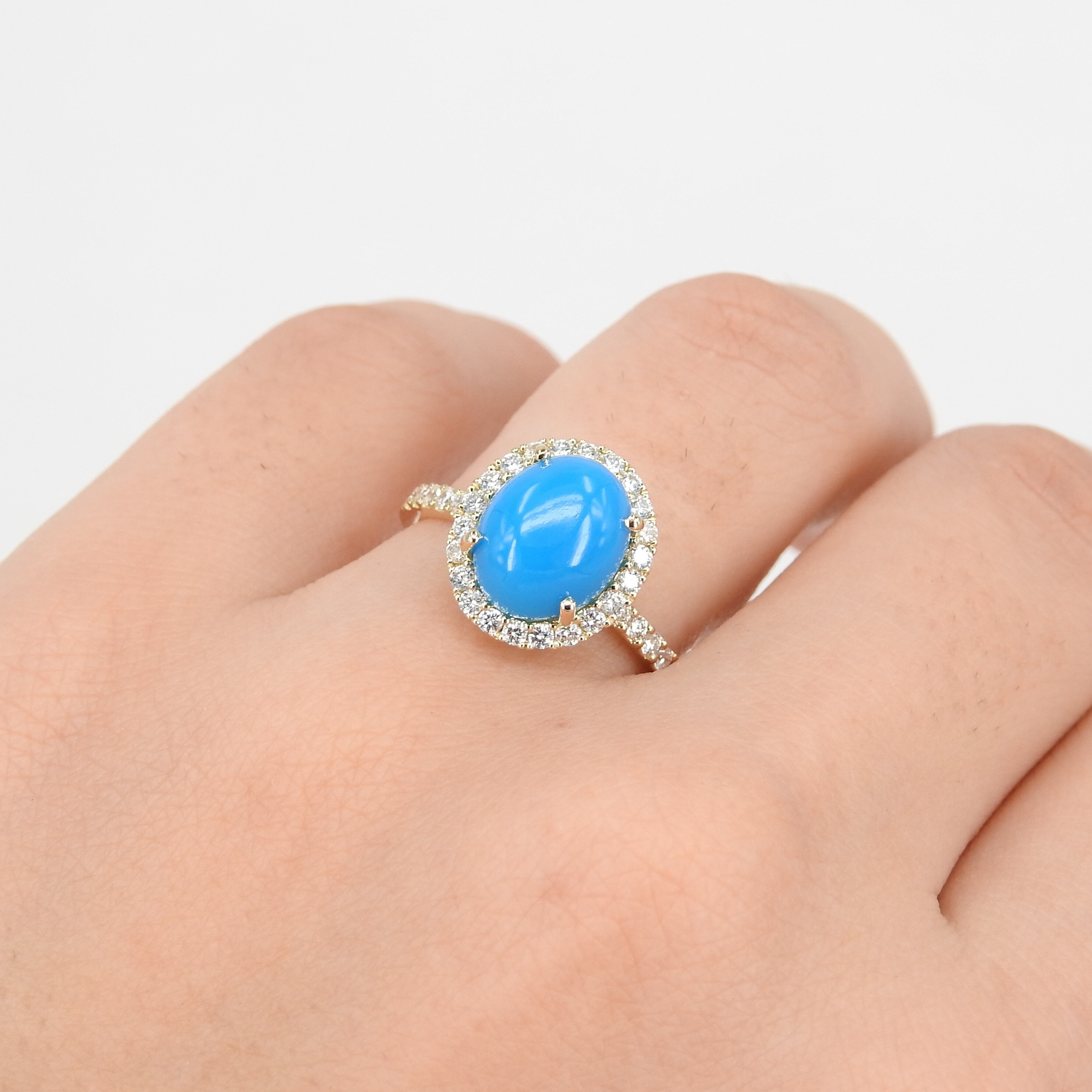 Sleeping Beauty Turquoise Engagement Ring – Genuine Large Oval ...