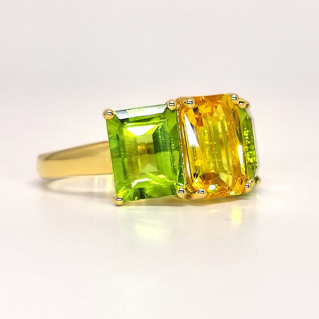 Sapphire and Peridot Unique Engagement Ring August and September ...