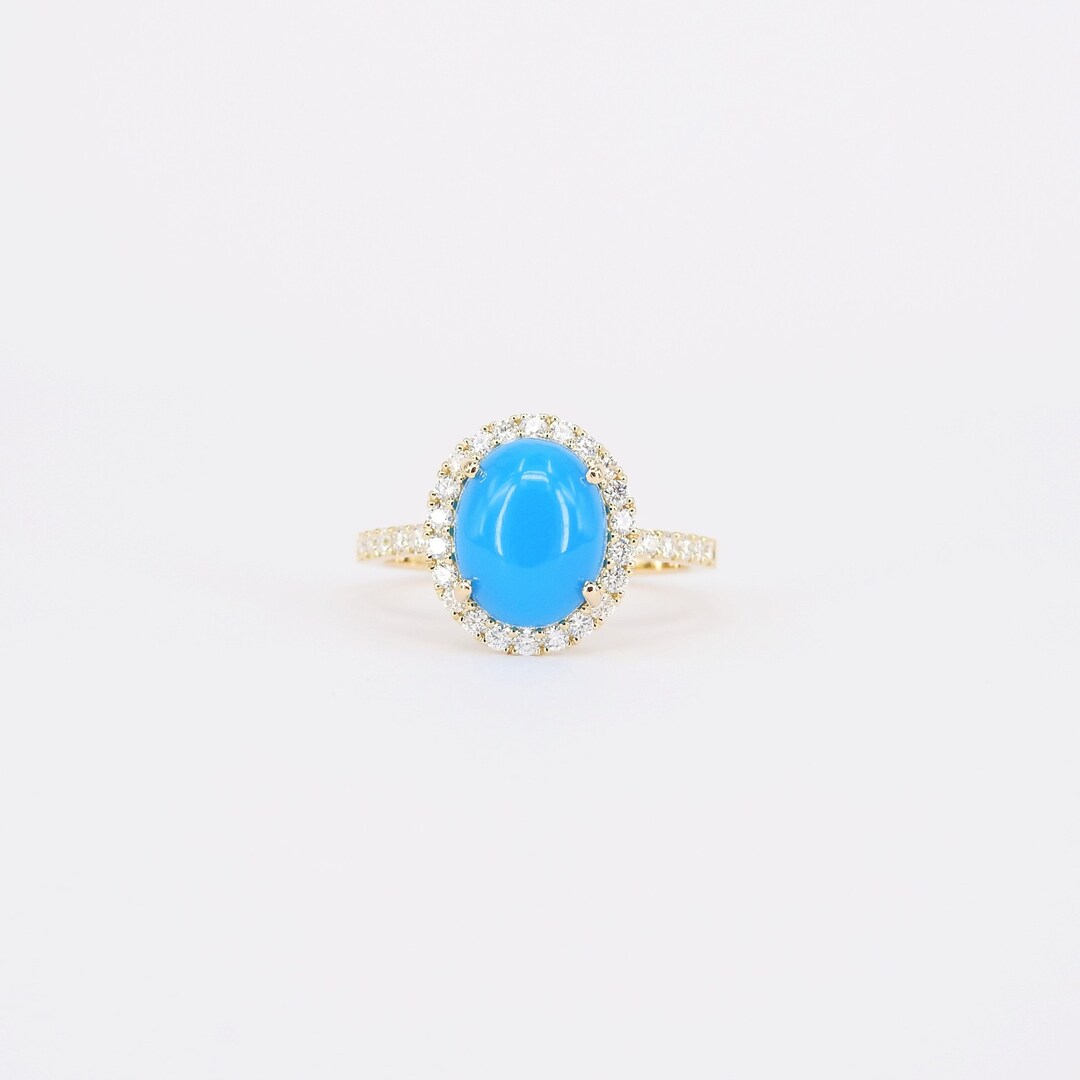 Sleeping Beauty Turquoise Engagement Ring – Genuine Large Oval ...