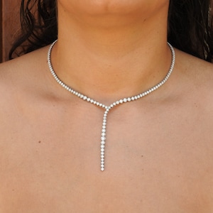 Graduated Floating Diamond Tennis Necklace - 6.20 Ct - Etsy
