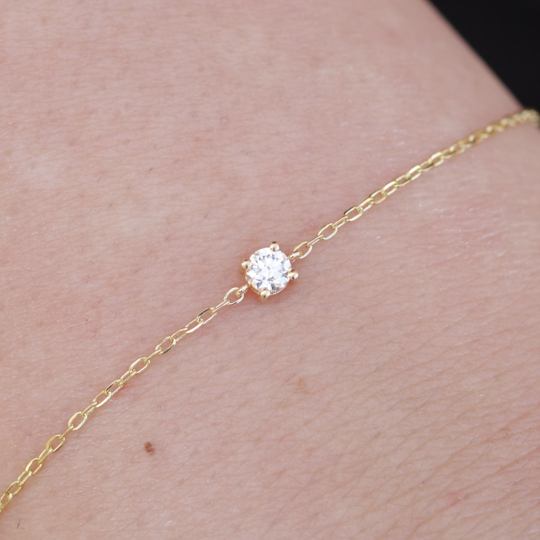 Dainty Floating Diamond Bracelet – Genuine Solitaire Diamond Bracelet ...