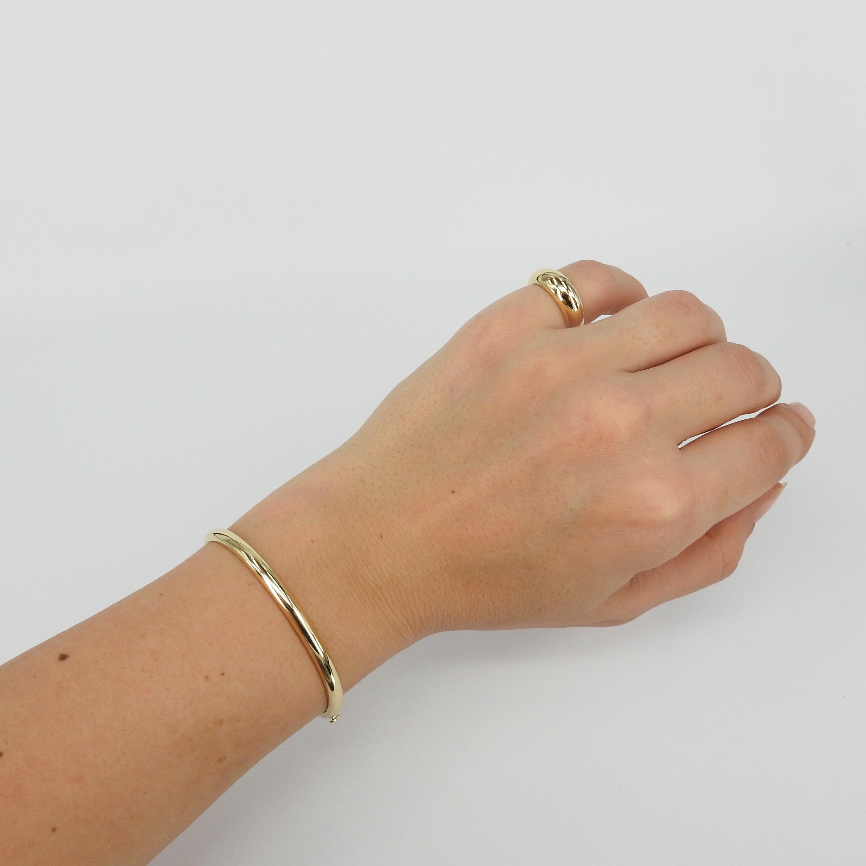 Simple Dome Solid 18k Gold Bangle – Minimalist Wedding Stacking ...