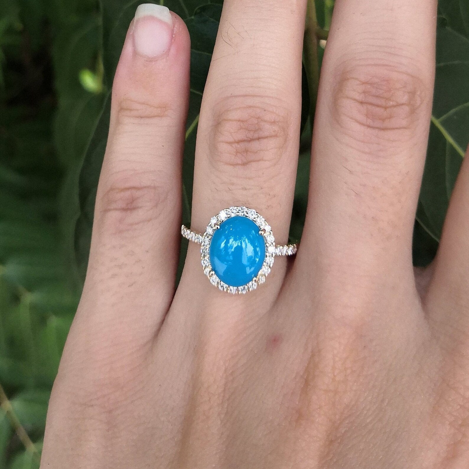 Sleeping Beauty Turquoise Engagement Ring – Genuine Large Oval ...