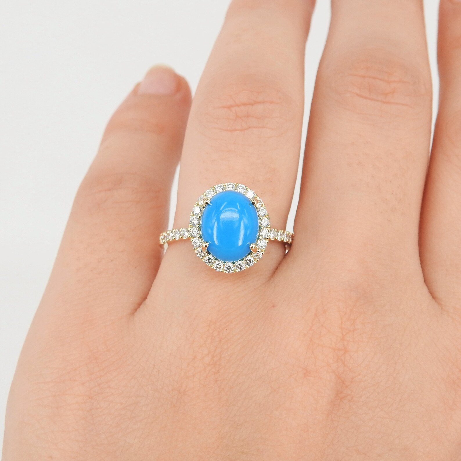 Sleeping Beauty Turquoise Engagement Ring – Genuine Large Oval ...