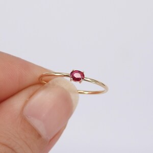 Dainty Oval Ruby Engagement Ring – Minimalist Small Ruby Ring – Simple Ruby Ring - Genuine July ...