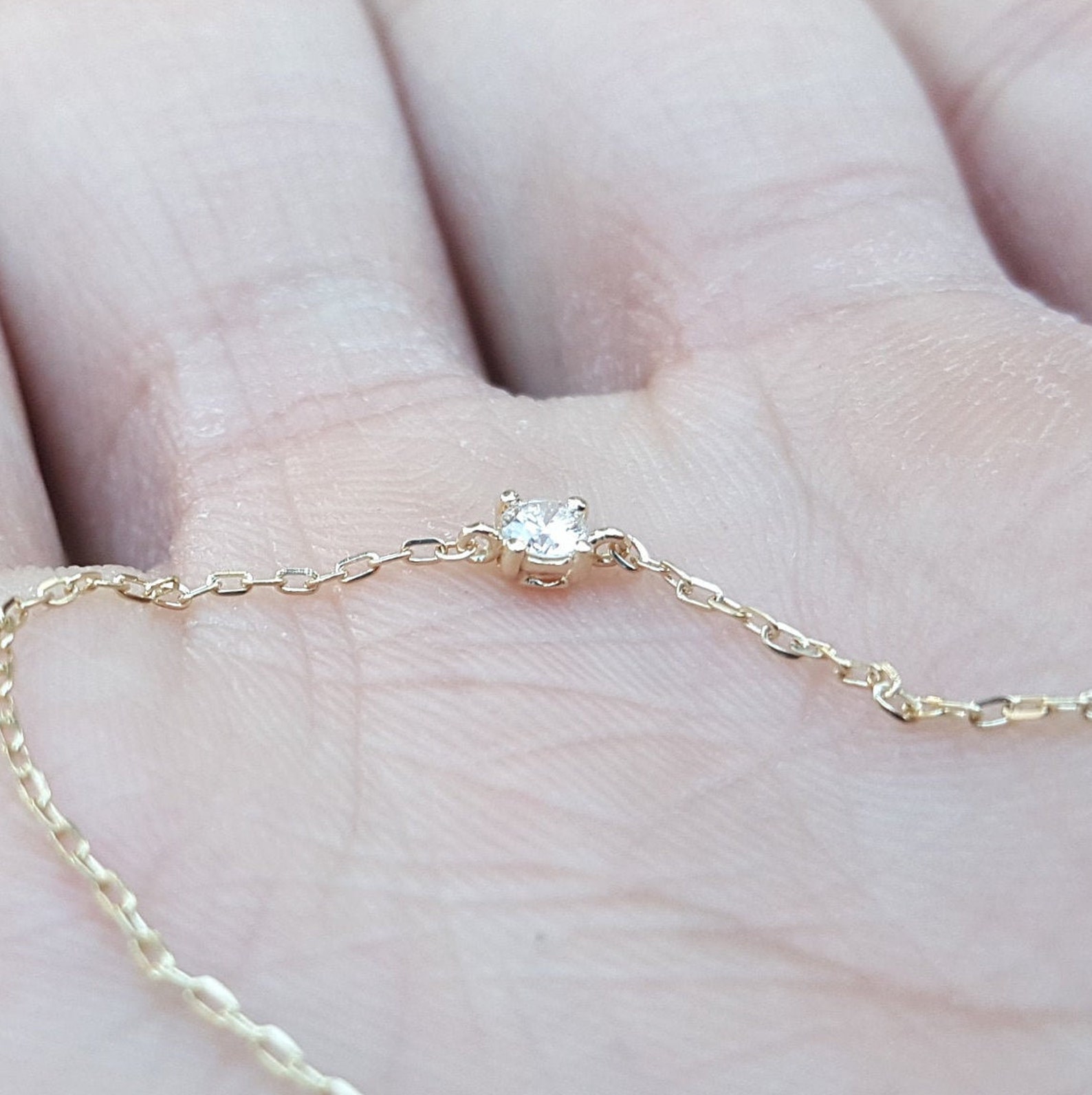 Dainty Floating Diamond Bracelet Genuine Solitaire Diamond - Etsy