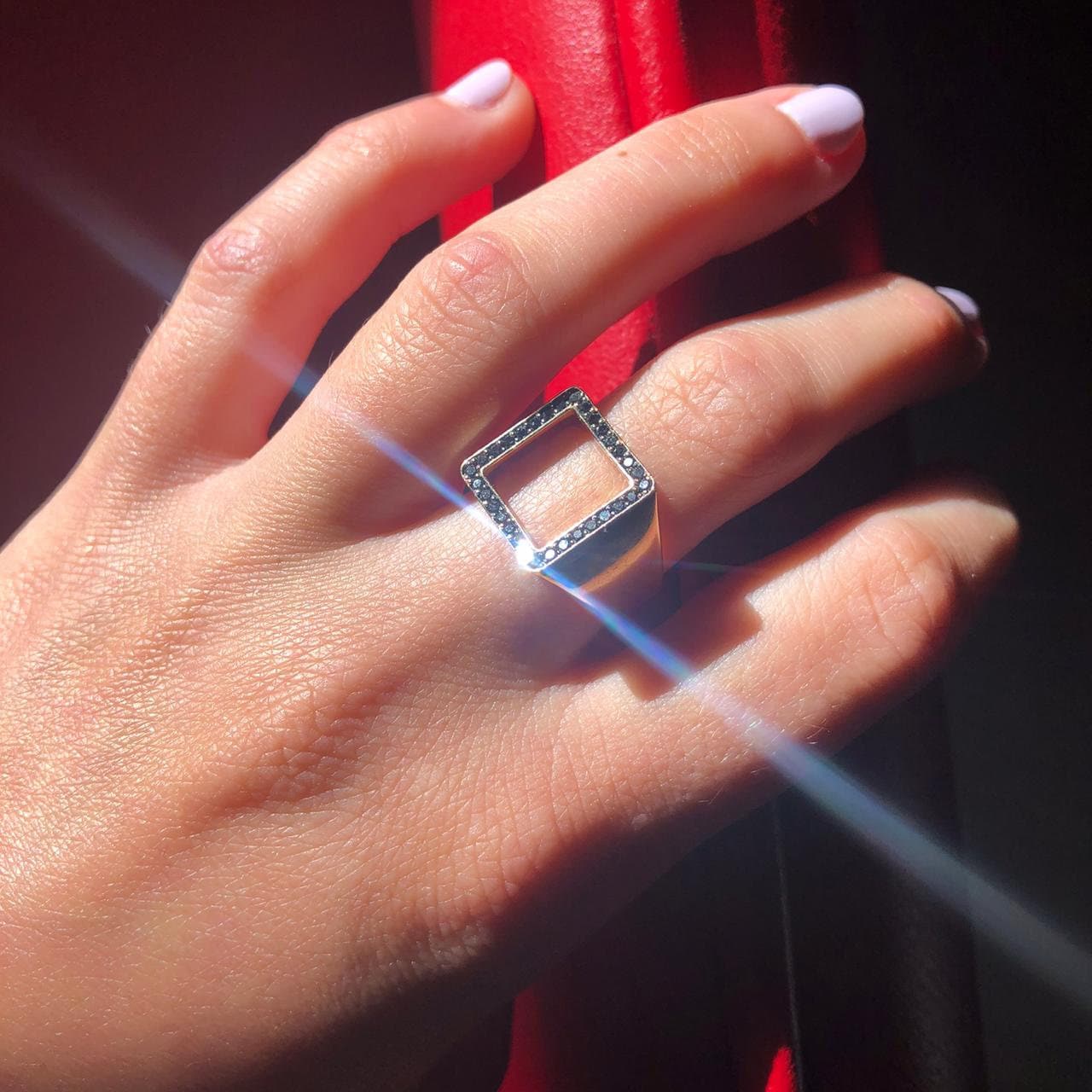 Square Black Diamond Ring | Etsy