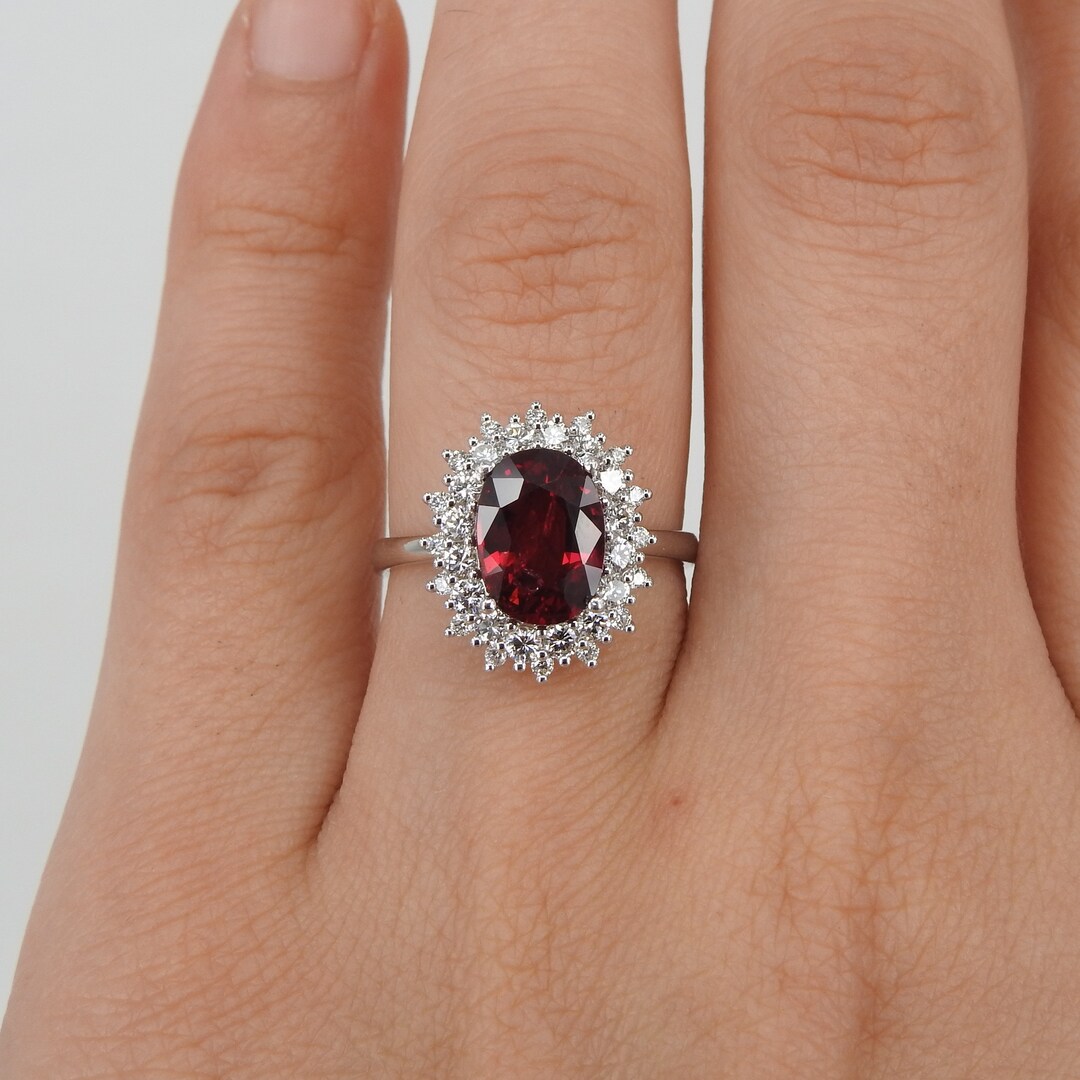 Unheated Mozambique Ruby Engagement Ring - Double Diamond Halo Ruby ...