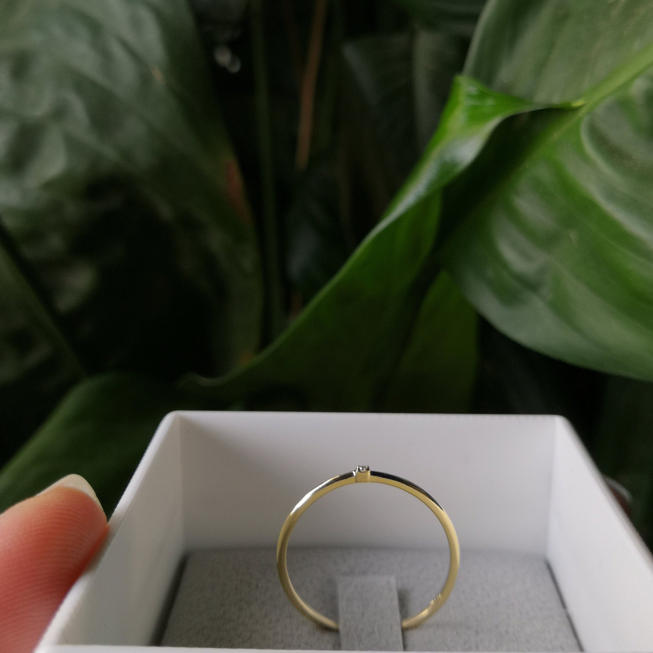 Small Natural Dainty Diamond Ring | Etsy