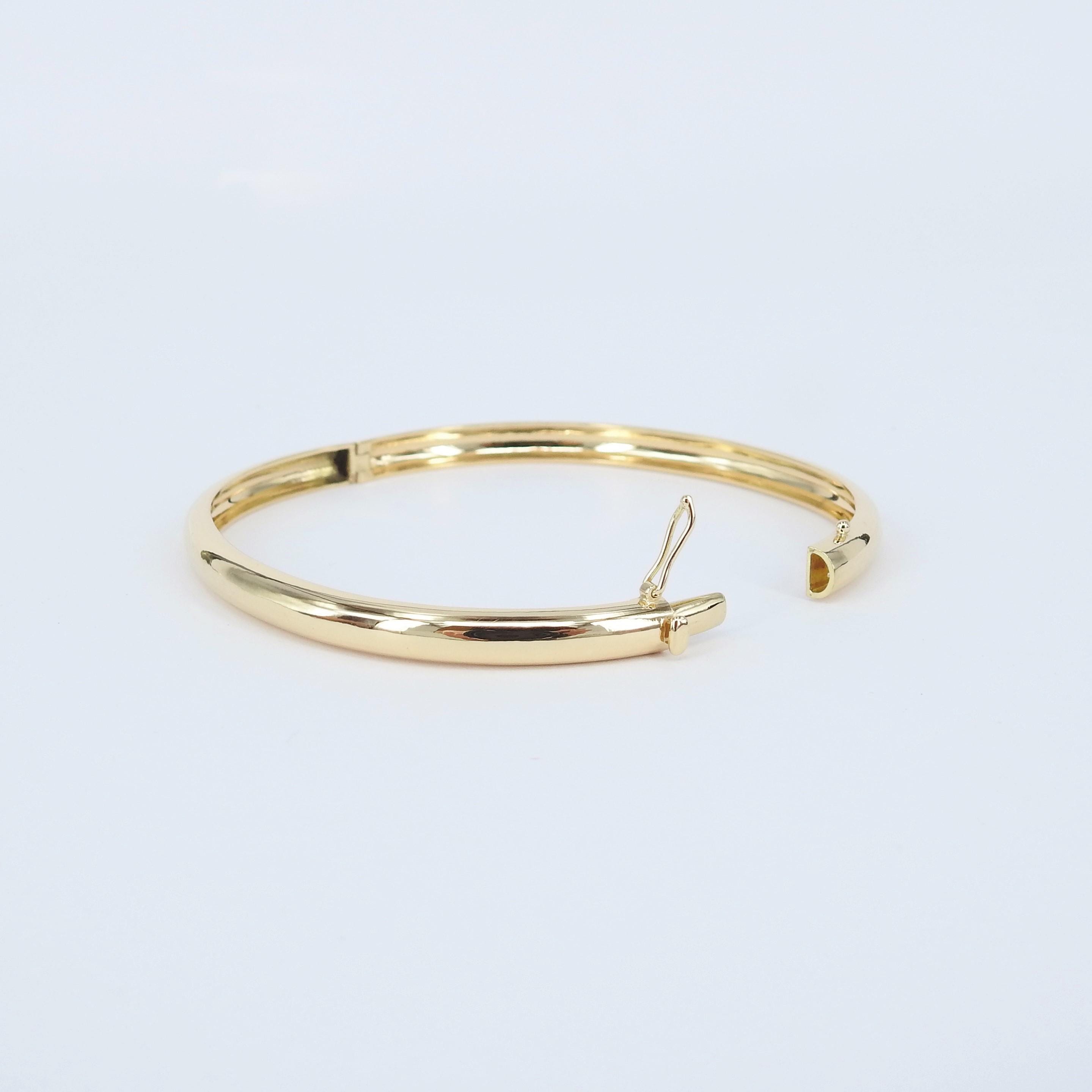 Simple Dome Solid 18k Gold Bangle – Minimalist Wedding Stacking ...