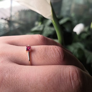 Dainty Oval Ruby Engagement Ring Minimalist Small Ruby Ring Simple Ruby ...