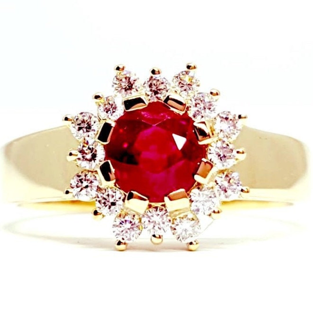 Natural Ruby Engagement Ring "red Sun" - Etsy