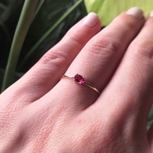 Dainty Oval Ruby Engagement Ring Minimalist Small Ruby Ring Simple Ruby ...