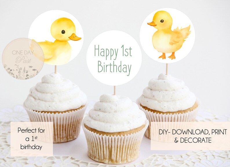 Duckling Party BUNDLE EDITABLE 1st Birthday DIY Decorations Instant ...