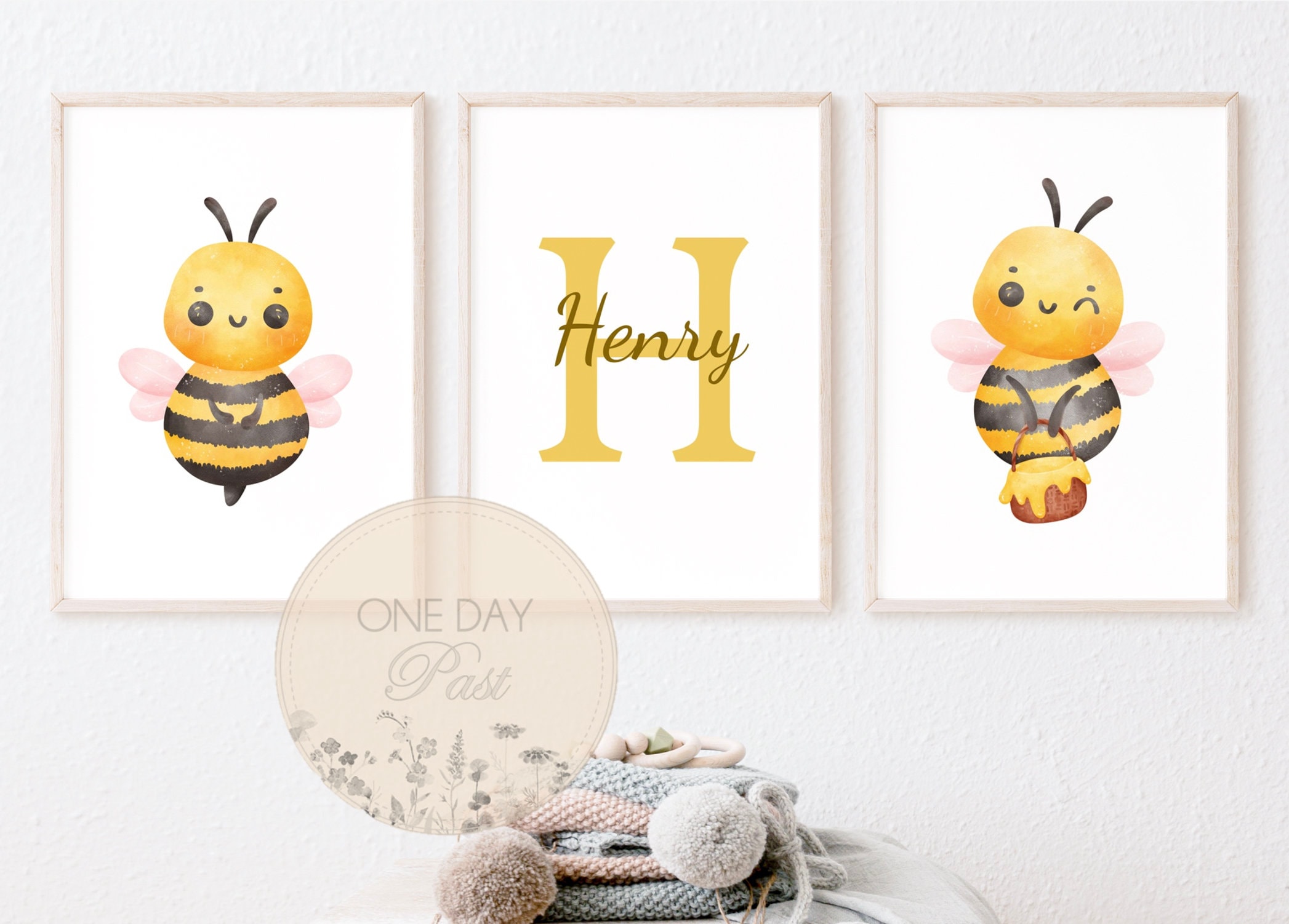 Bee Nursery Prints EDITABLE Instant Download Custom Kids Bedroom ...