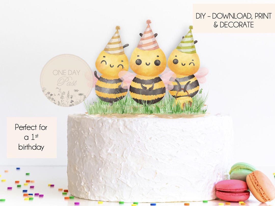 Bee 1st Birthday Cake Topper EDITALBE Bee Party Decor Cake Kids ...