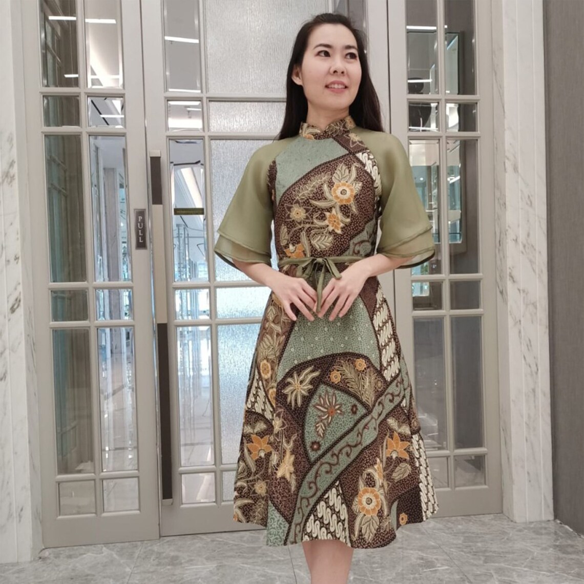 Batik Tirto Sage Dress Elegant and Stylish Batik Dress for Women,women ...