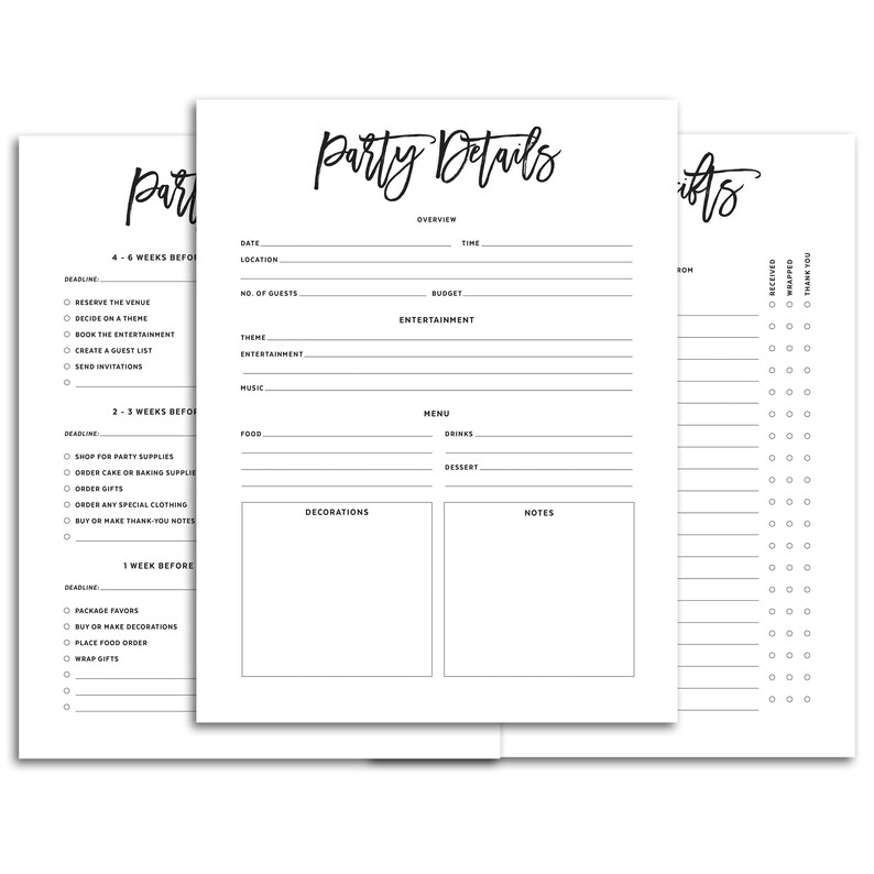 Birthday Party Planner How To Guide Party Planner Event Etsy