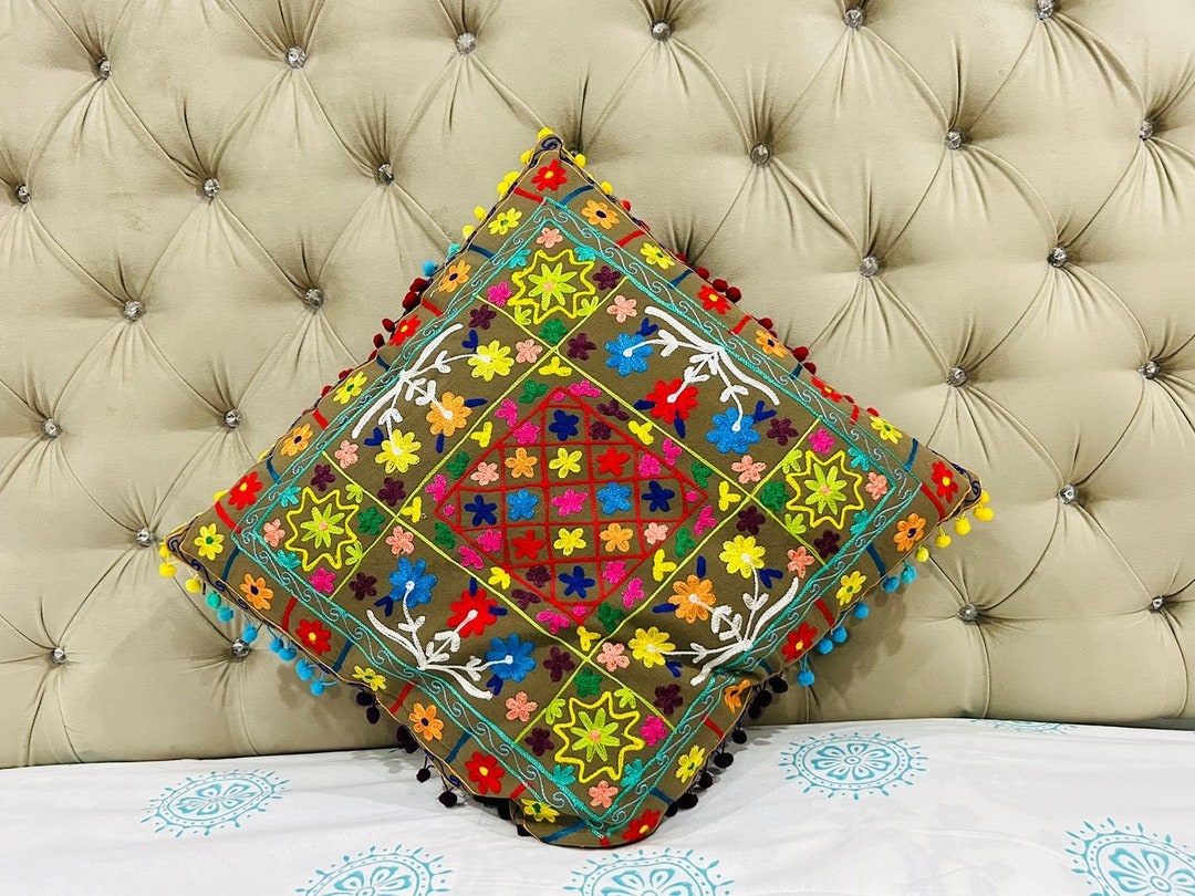 Handmade Beautiful Ari Embroidery Cushion Cover Decor Indian - Etsy