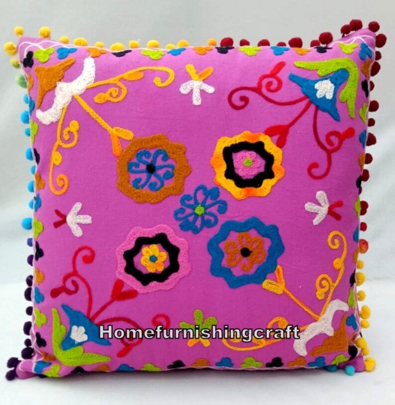Home Décor Home & Living Embroidery Cushion Cover Decor Indian Style ...