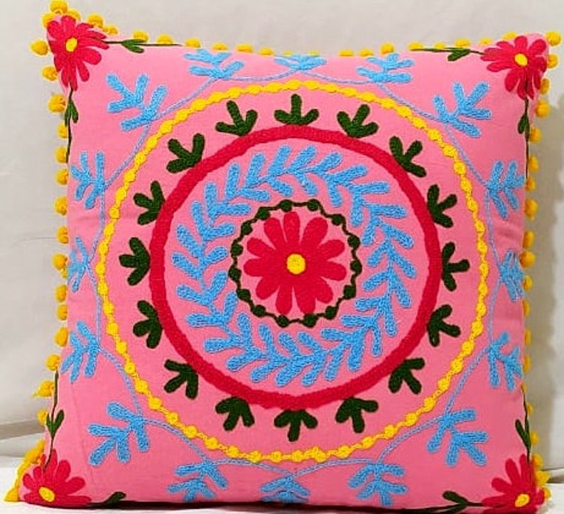 Home Décor Home & Living Embroidery Cushion Cover Decor Indian Style ...