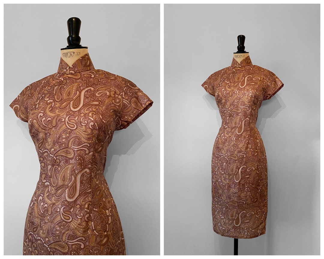 Vintage / 1950s 50s 1960s 60s / Qipao Wiggle Dress / Cheongsm / Paisley ...
