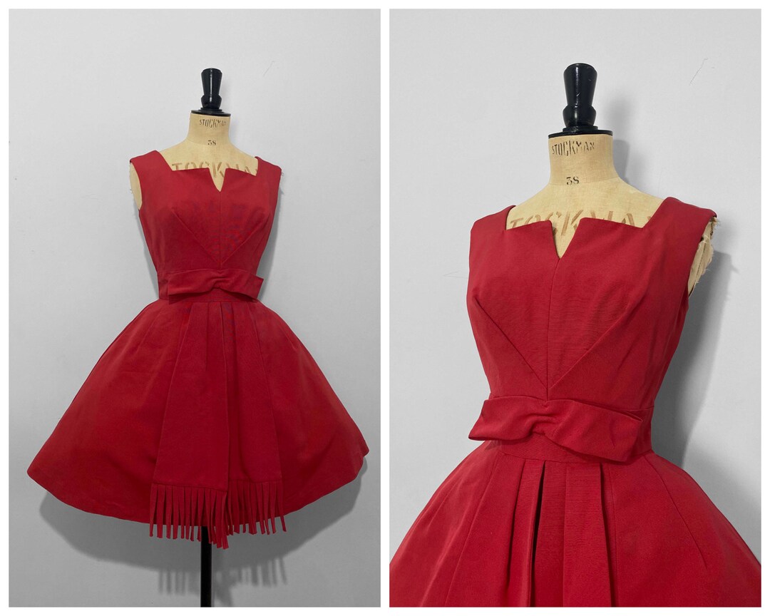 Vintage / 1950s 50s / Little Red Dress / Evening Dress Cocktail Dress ...