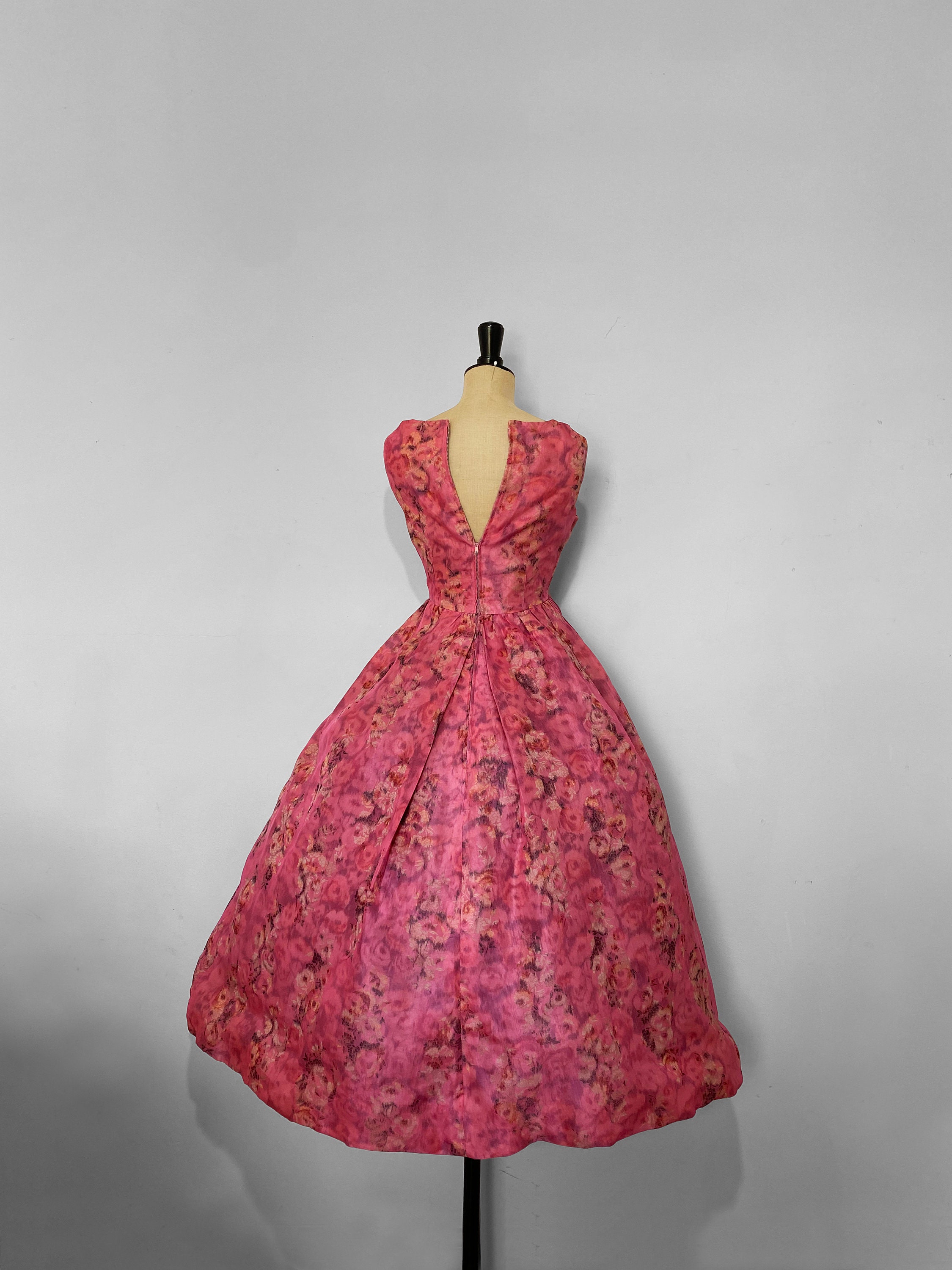 Vintage / 1950s 50s / Pink Full Skirt Evening Dress / Floral - Etsy