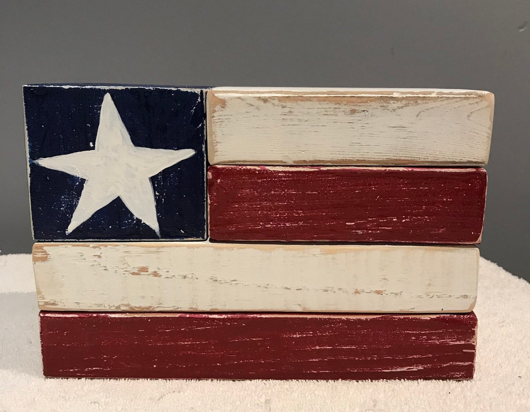 Rustic American Flag Blocks - Etsy