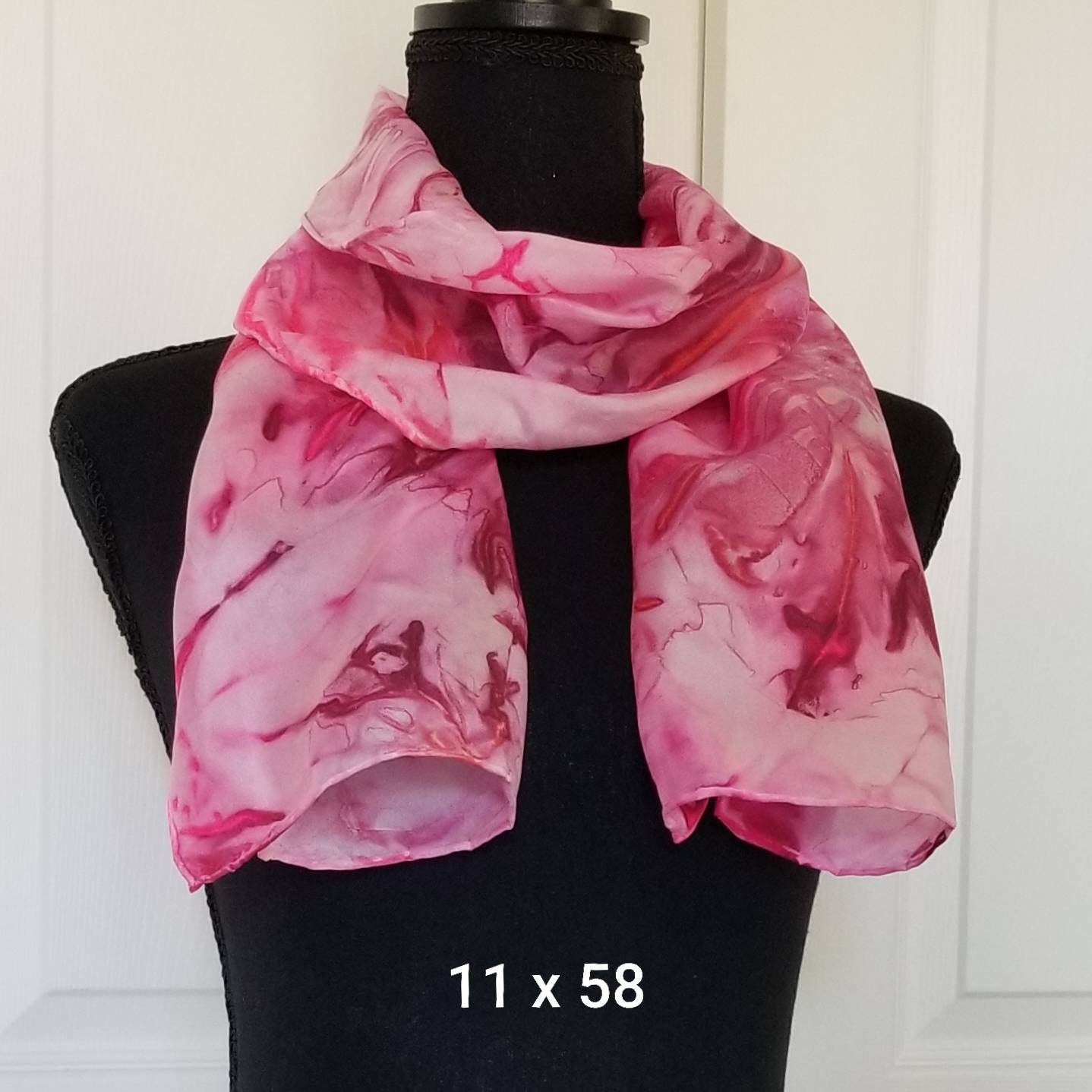 Breast Cancer Awareness Silk Scarf, Shades of Pink Handmade Silk Scarf ...