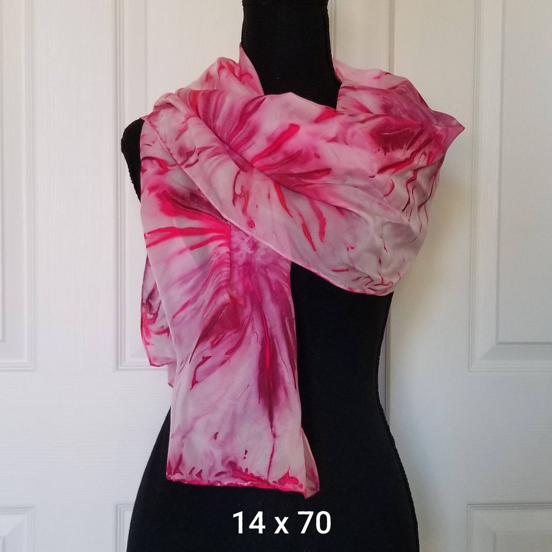 Breast Cancer Awareness Silk Scarf, Shades of Pink Handmade Silk Scarf ...