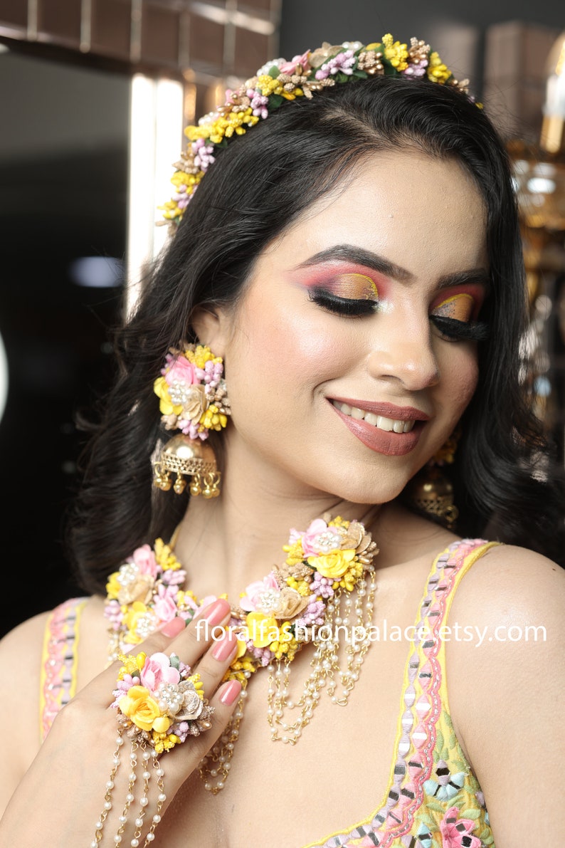 FLORAL JEWELLERY SET Multi Color Jewelry Set for Brides and - Etsy