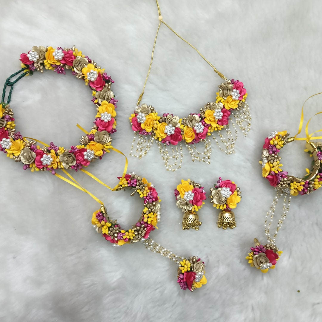 FLORAL JEWELLERY SET Multi Color Jewelry Set for Brides and Bridesmaid ...