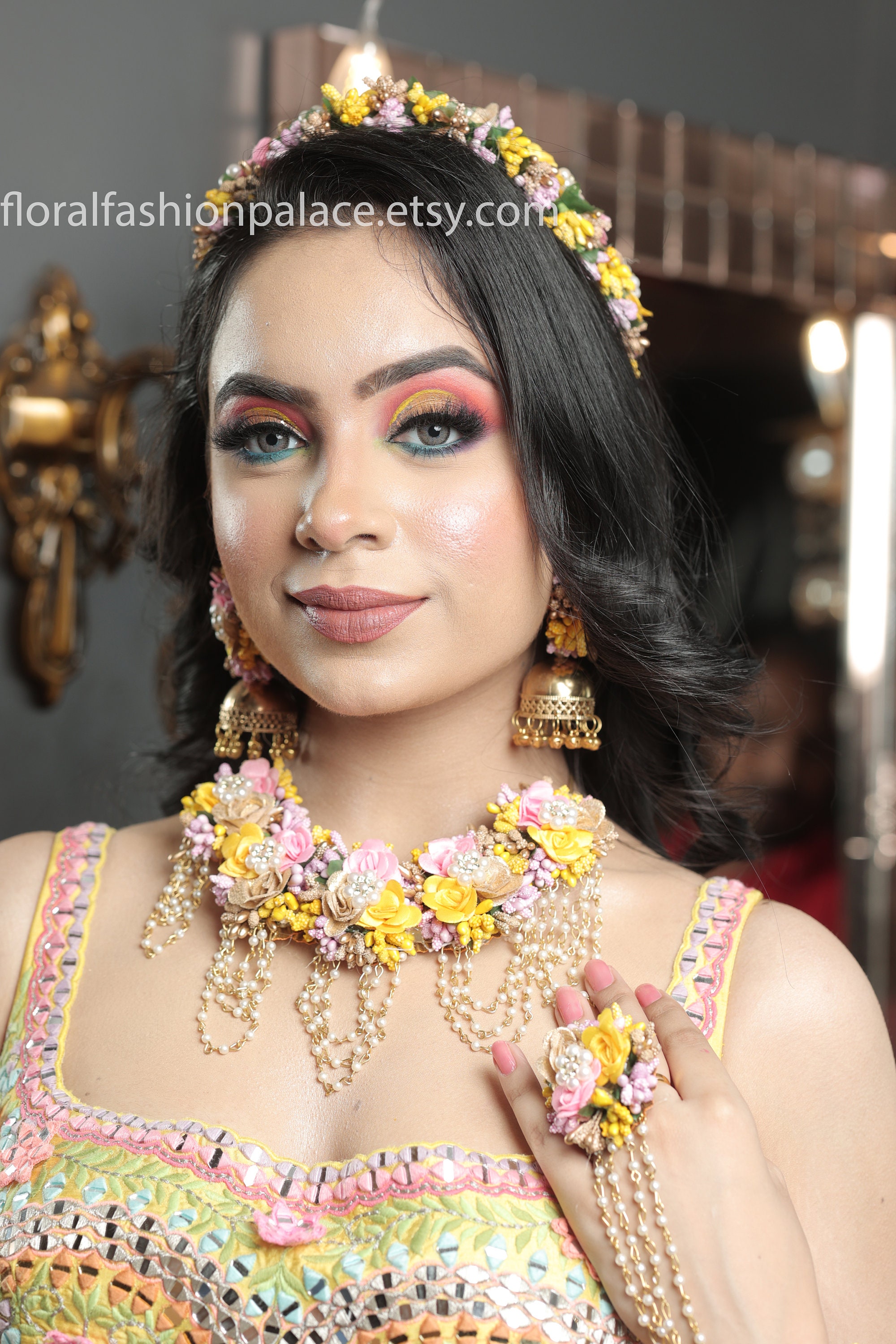 Floral Jewellery Set Multi Color Jewelry Set For Brides And Bridesmaid