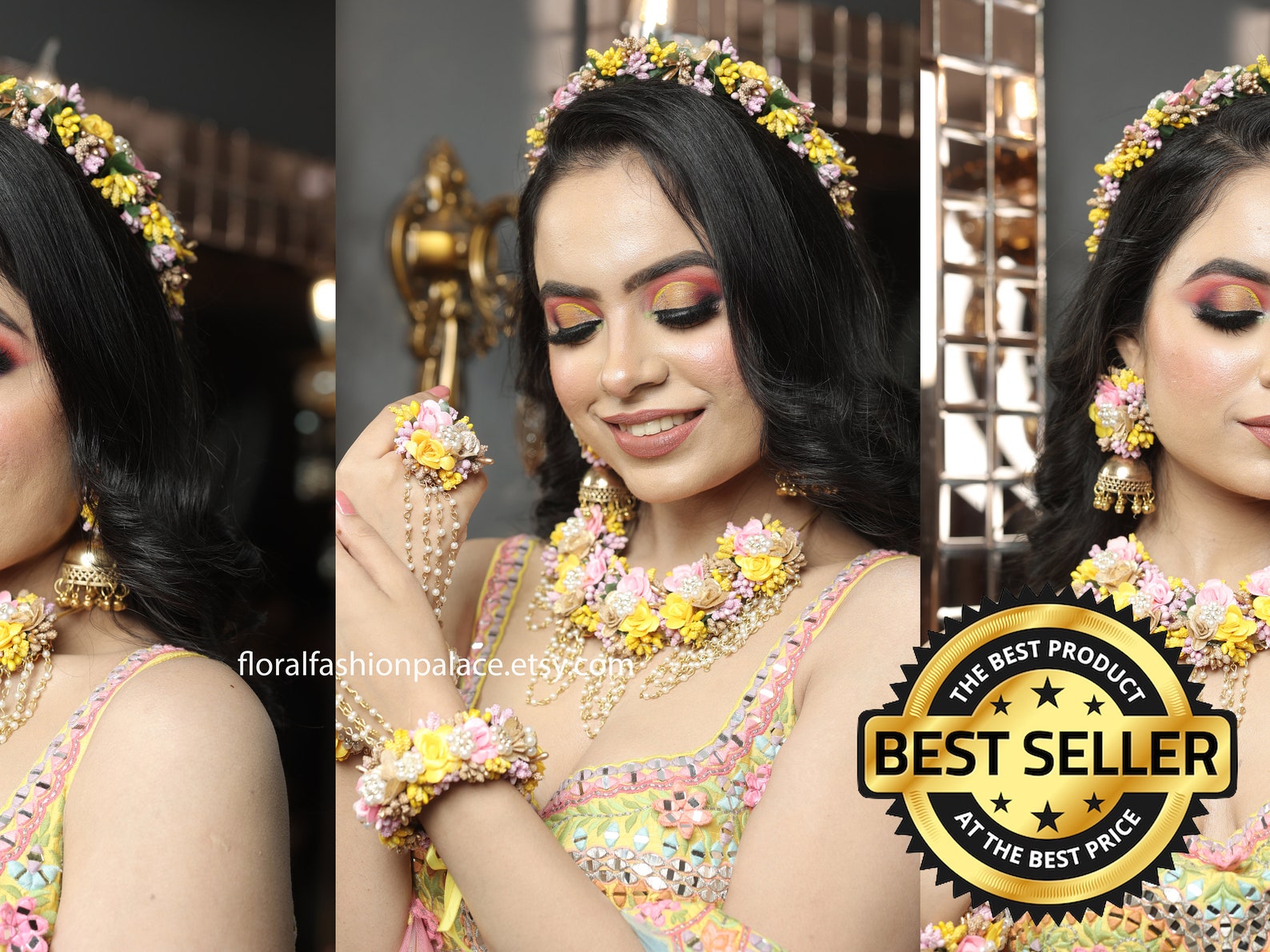 FLORAL JEWELLERY SET Multi Color Jewelry Set for Brides and Bridesmaid ...