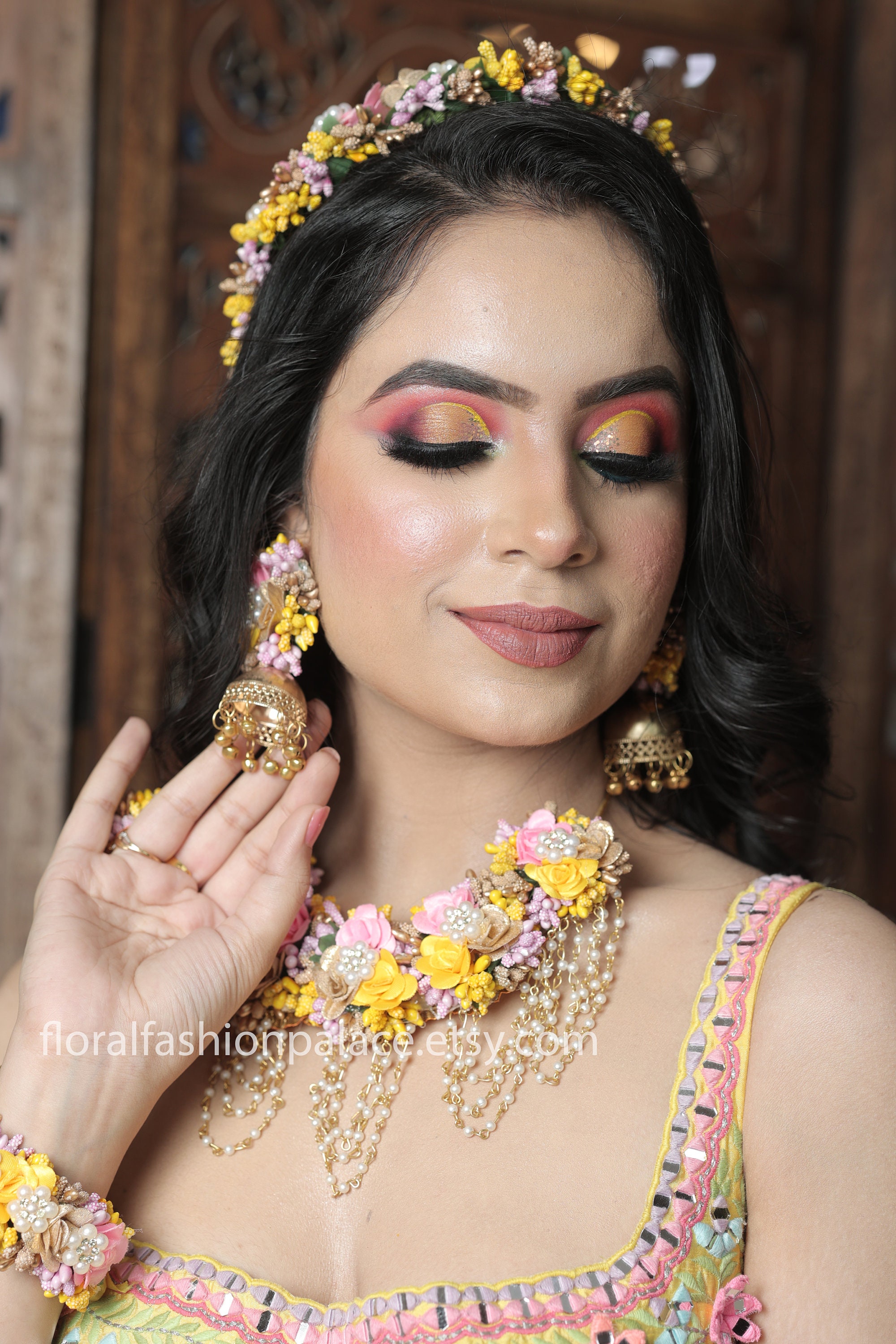 Floral Jewellery Set Multi Color Jewelry Set For Brides And Bridesmaid