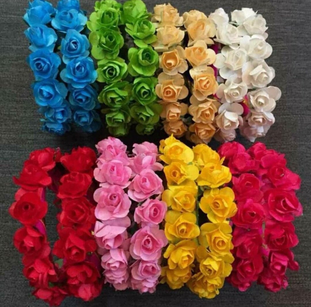 Set of 100 Piece Multi Color Artificial Flowers Hand Bangles - Etsy