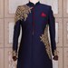 Indian Wedding Navy Blue Zardosi Work Indowestern Achkan - Etsy