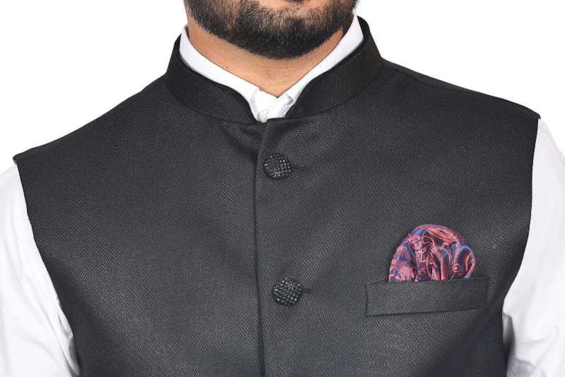 Indian Ethnic Traditional Solid Color Cotton Black Waist Coat - Etsy