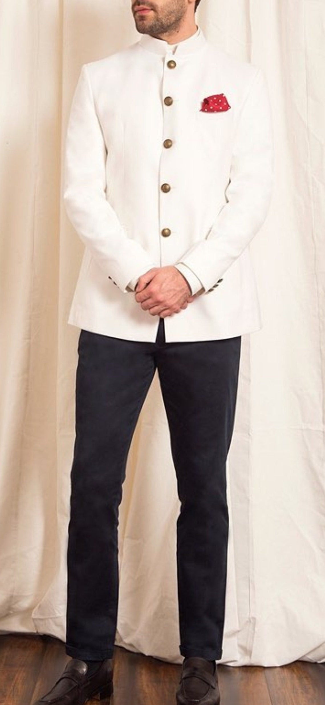 Jodhpuri Coat Pant Suit Wedding Men Sherwani Suit Ivory Grey - Etsy