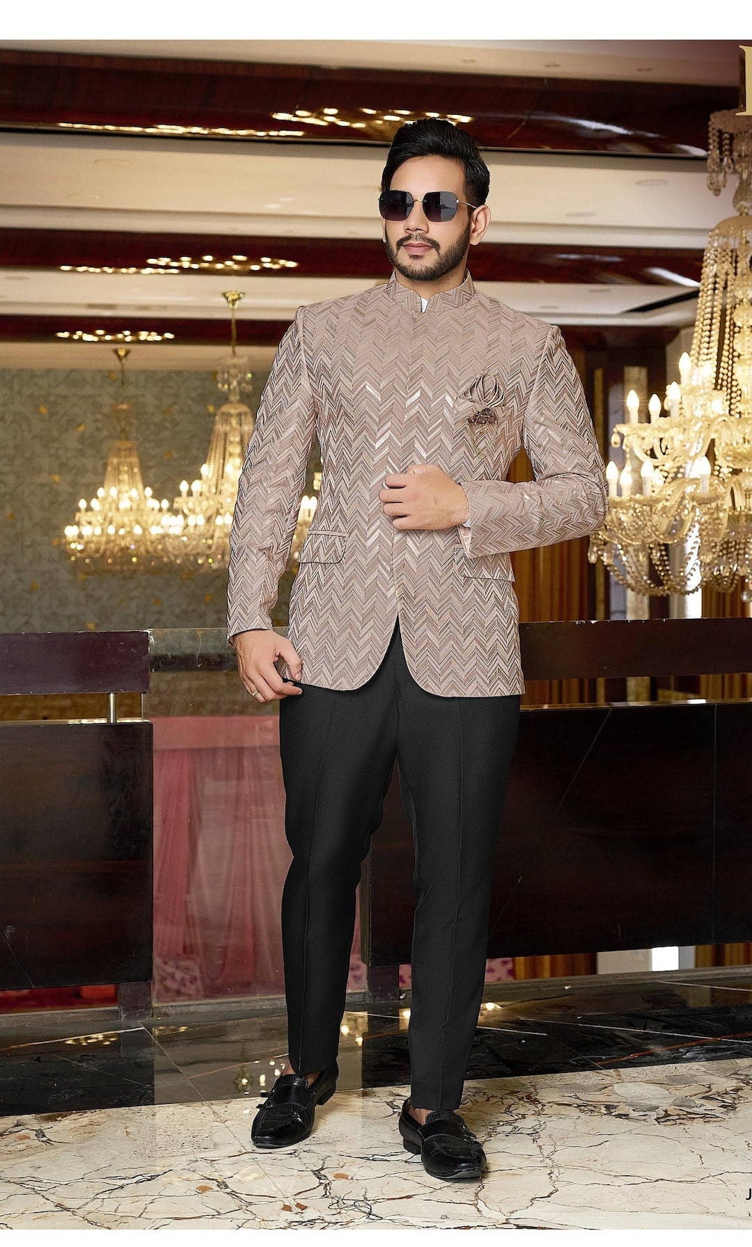 Beige Jodhpuri Suit Royal Indian Luxury Prince Suit Elegant Coat ...