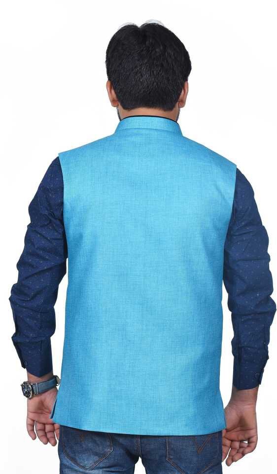 Indian Ethnic Traditional Solid Color Cotton Blue Waist Coat - Etsy