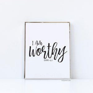 I Am Worthy Isaiah 43:1 Bible Verse Printable Art Black and | Etsy