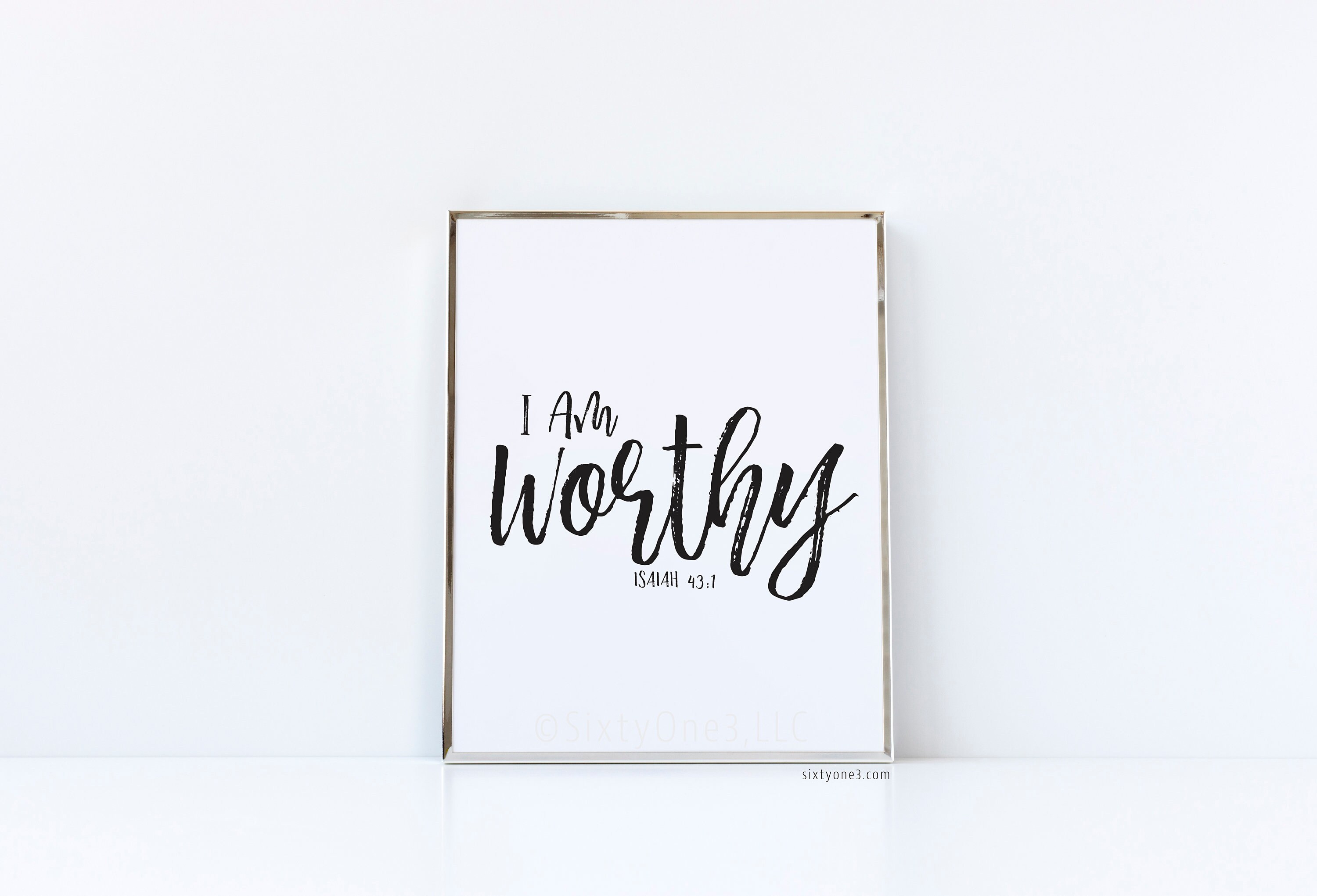 I Am Worthy Isaiah 43:1 Bible Verse Printable Art Black and | Etsy