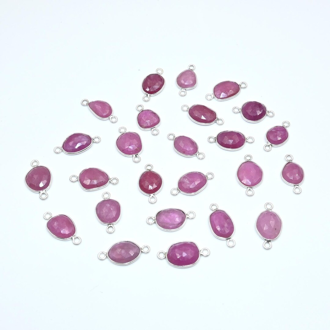 Ruby Freeform Briolette Connectors, Red Ruby Precious Charm Bezel ...