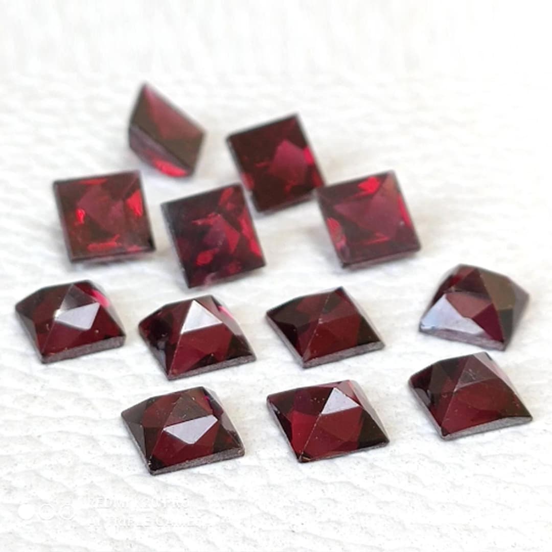 Square Garnet Rose Cut Gemstones: Loose Jewelry Stones - Etsy