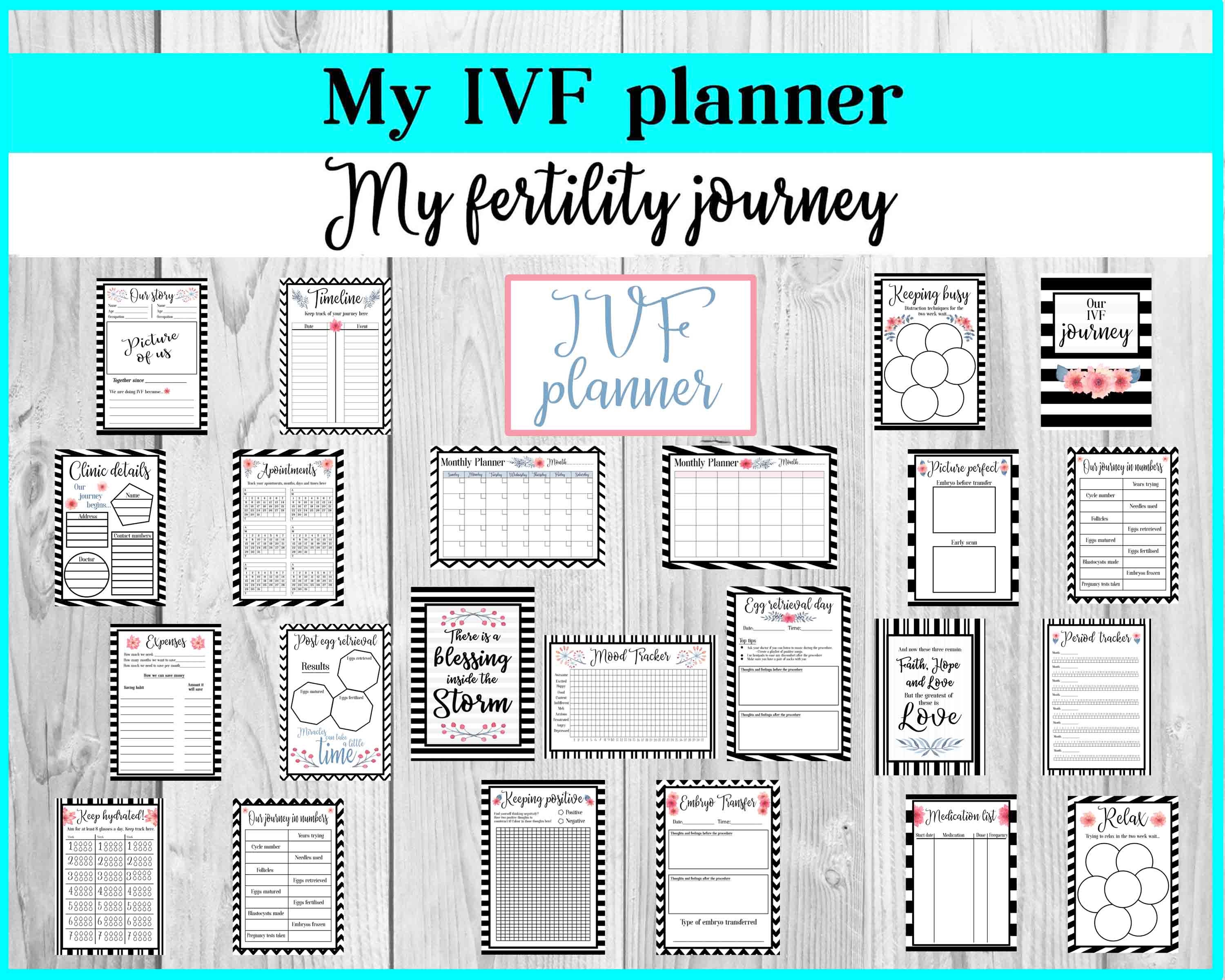 My IVF Journey With Undated Calendar, Planner Pages, Fertility Journey ...