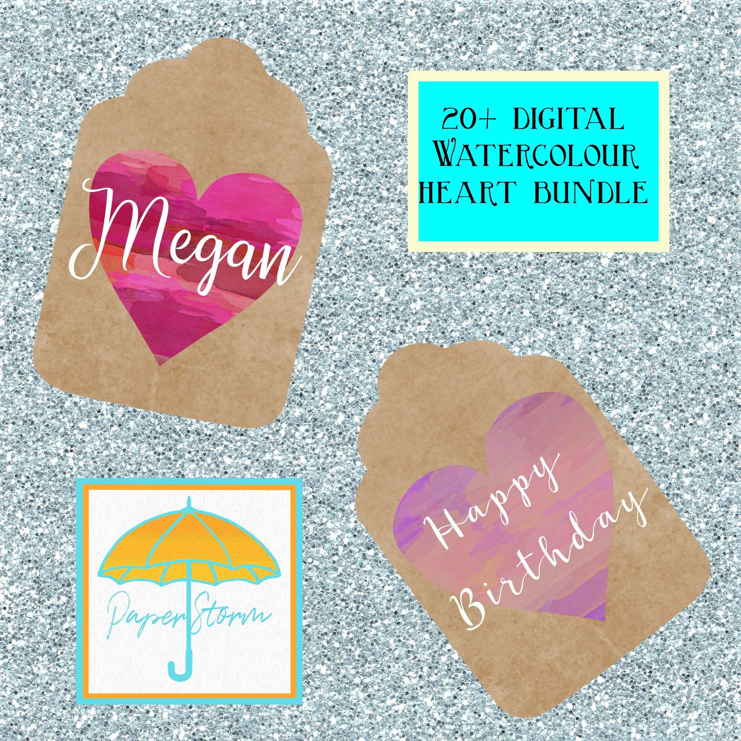 20 Digital Watercolour Hearts PNG Graphics Creative Project - Etsy UK